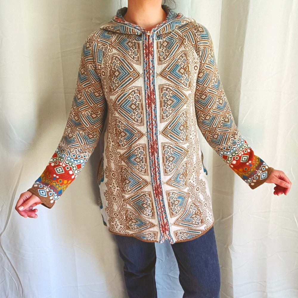 Rare Ivko Anthropologie Long Jacquard Jacket With Hoo… - Gem
